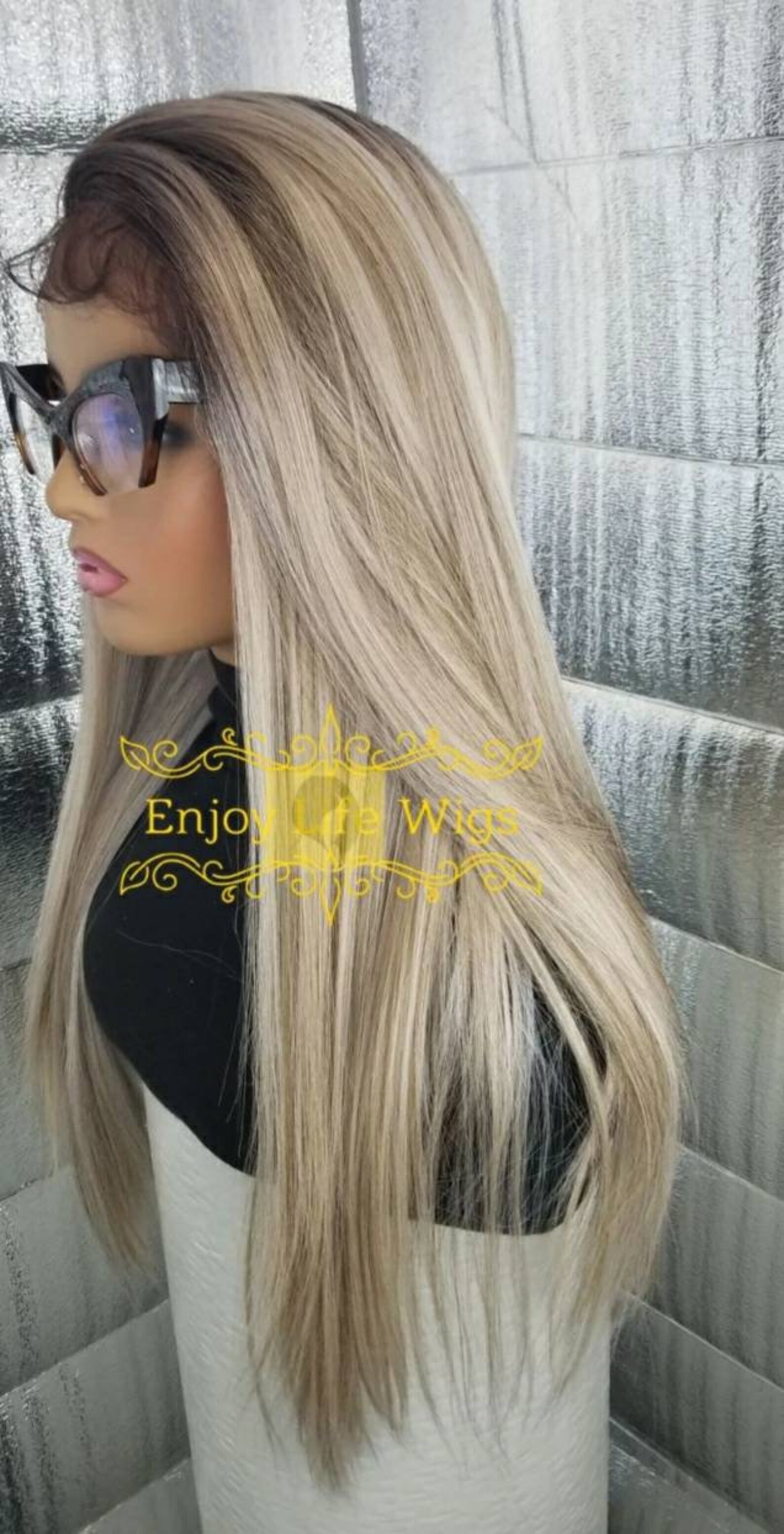 Ash Blonde Ombre Balayage Straight Lace Front Side Part Wig - Etsy