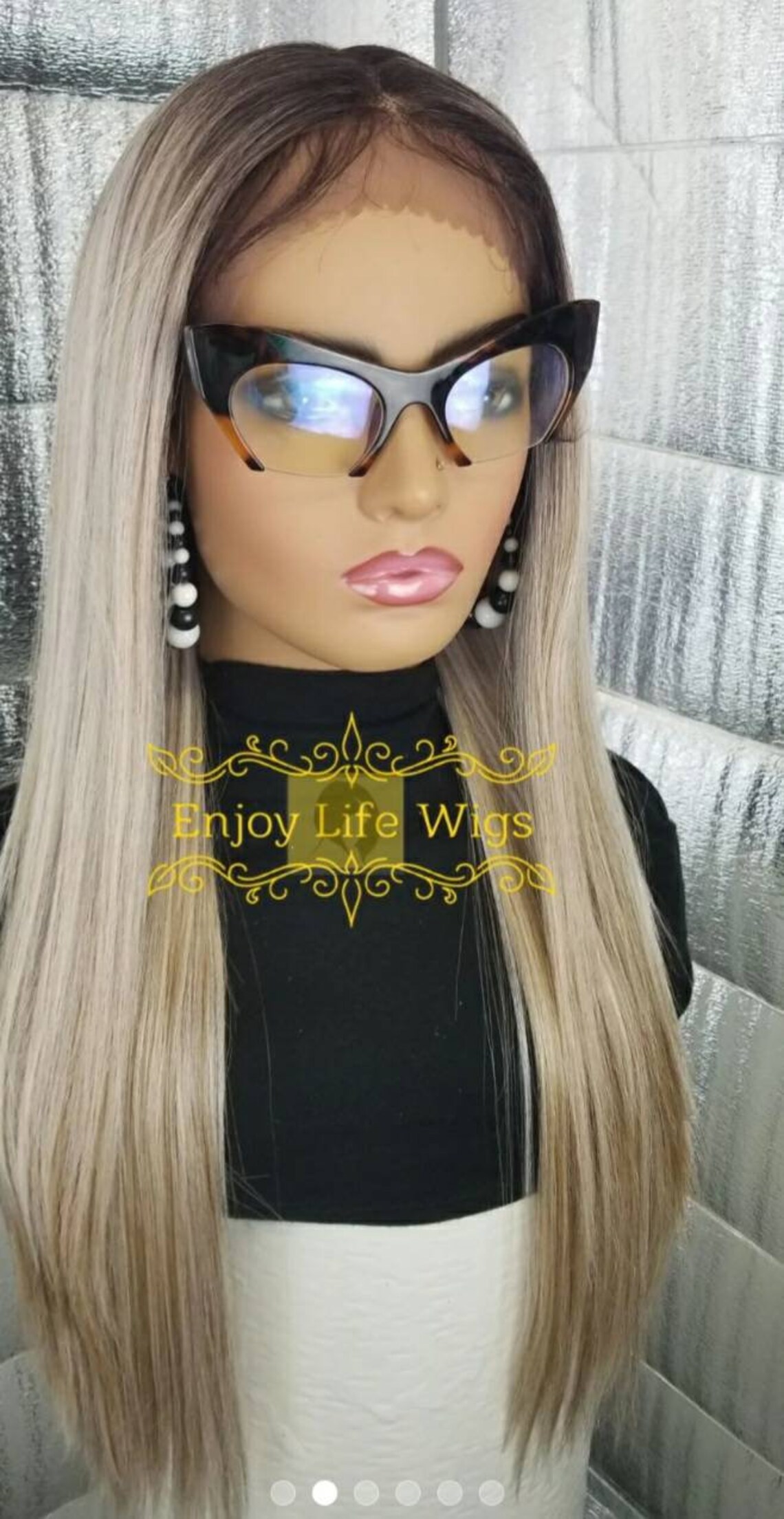 Ash Blonde Ombre Balayage Straight Lace Front Side Part Wig - Etsy