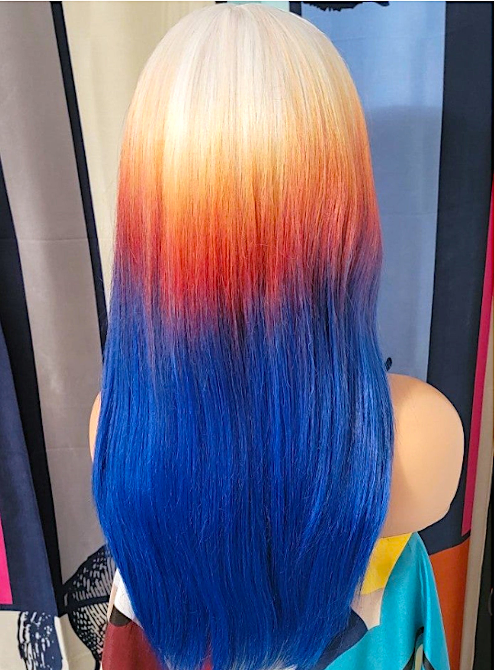 Sexy Blonde Root Blue H.d Lace Frontal Red Splash Colorful Straight ...