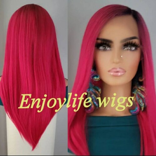 Blonde Pink Ombre Straight Lace Front Wig - Etsy