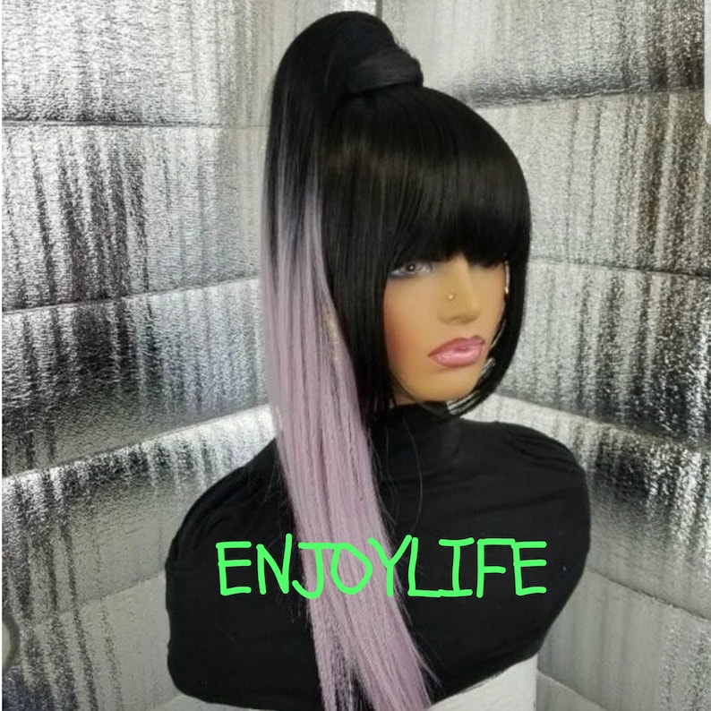 2 Pcs 2 in 1 Straight Clip in Hair Bang With Draw String - Etsy