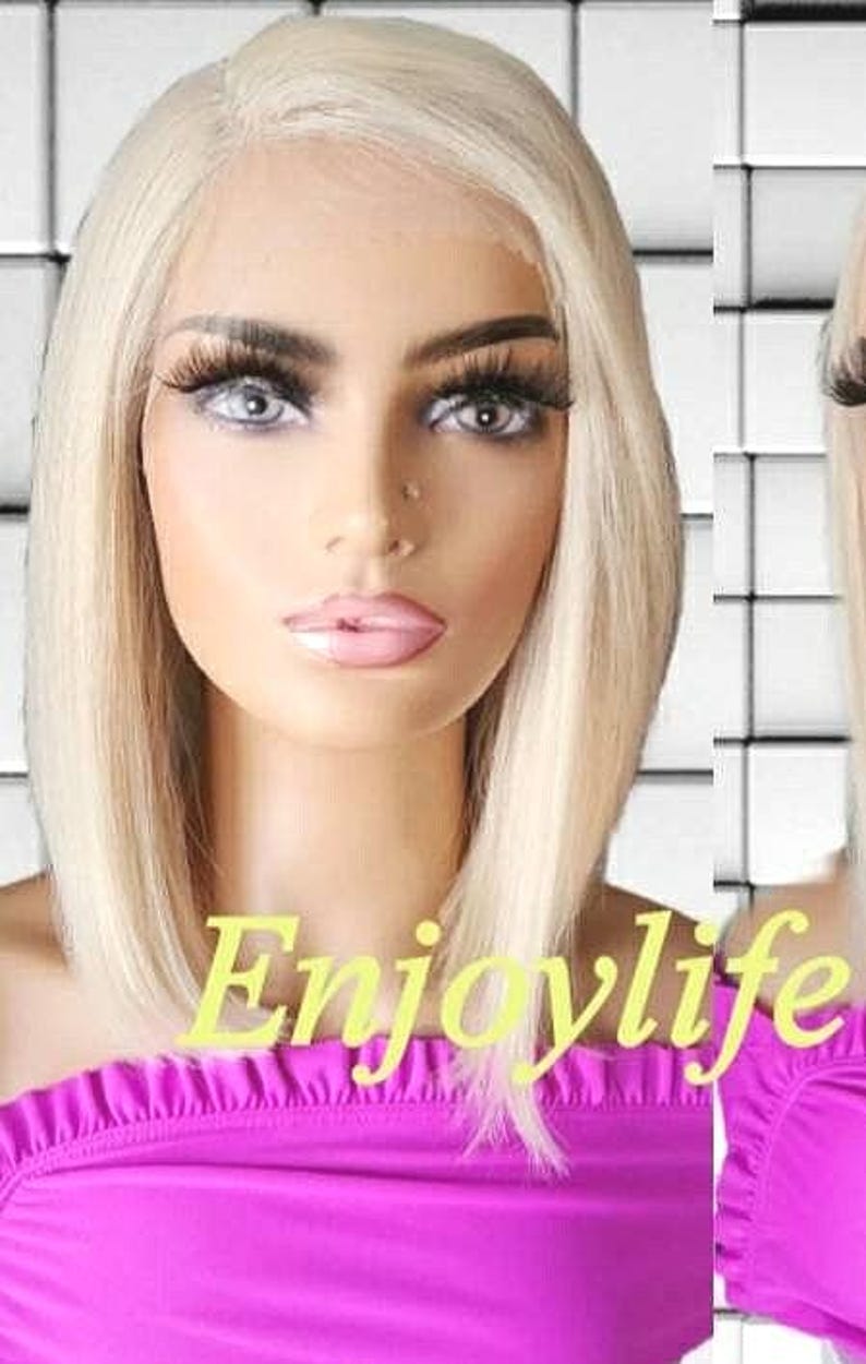 Peluca rubia sencilla y sexy con corte bob h.d. y encaje frontal - Etsy ...