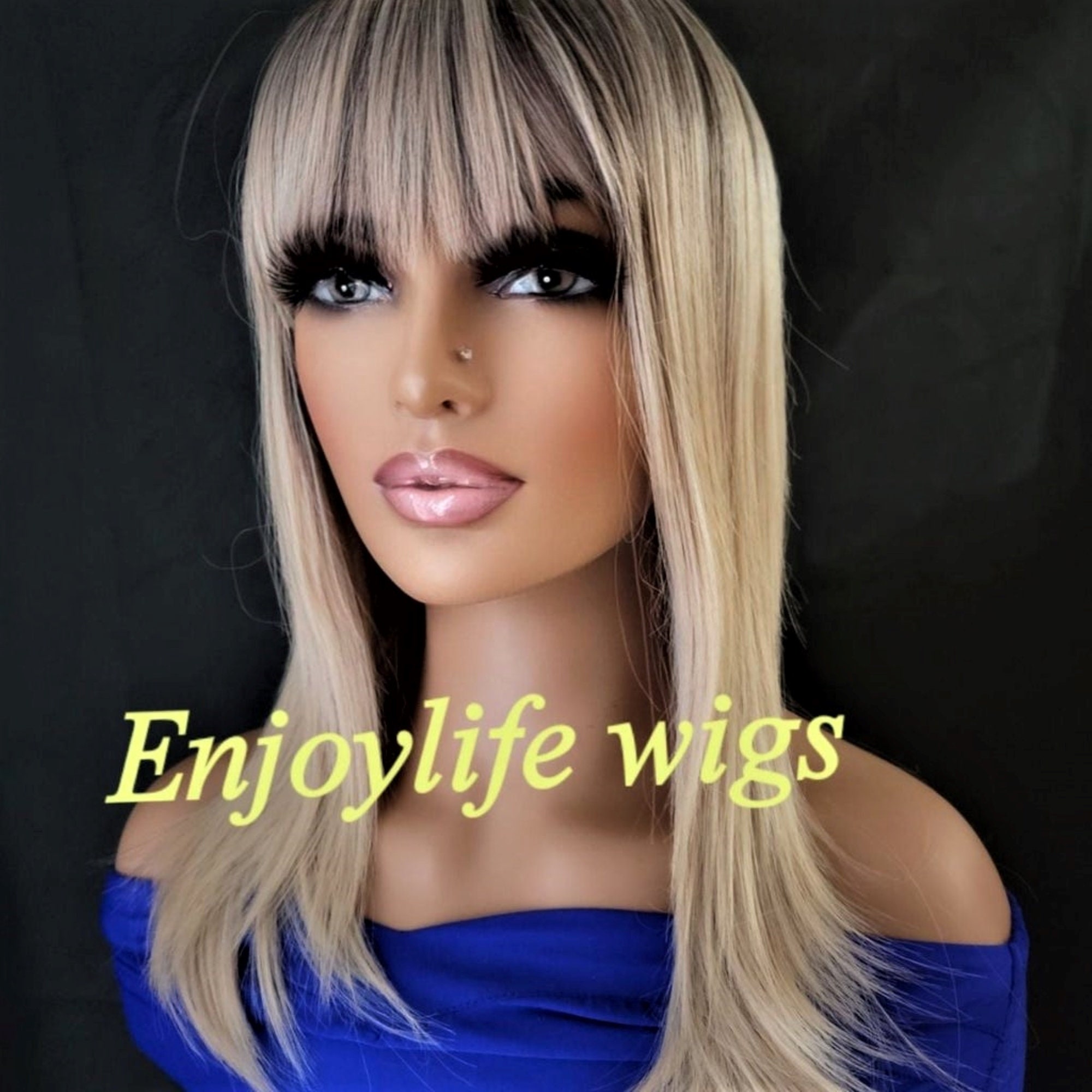 Ombre Balayage Blonde Chinese Bang Wig - Etsy
