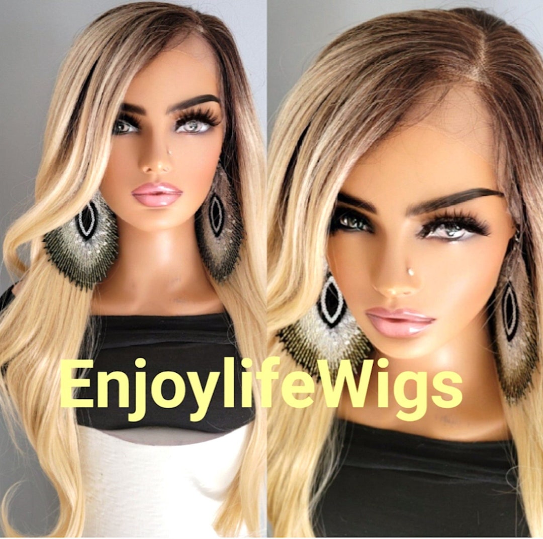 Loose Wavy Honey Blonde Golden 27 Brown Root Free Part H.d Natural ...