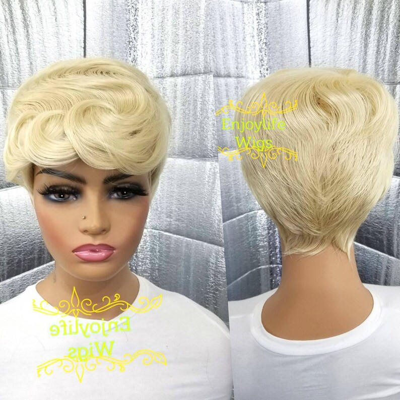 Blonde 613 Pixie Women's Short Cut Wavy Pin Curl Wig - Etsy