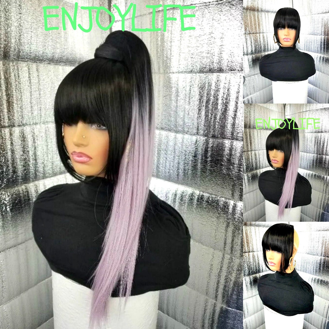 2 Pcs 2 in 1 Straight Clip in Hair Bang With Draw String - Etsy