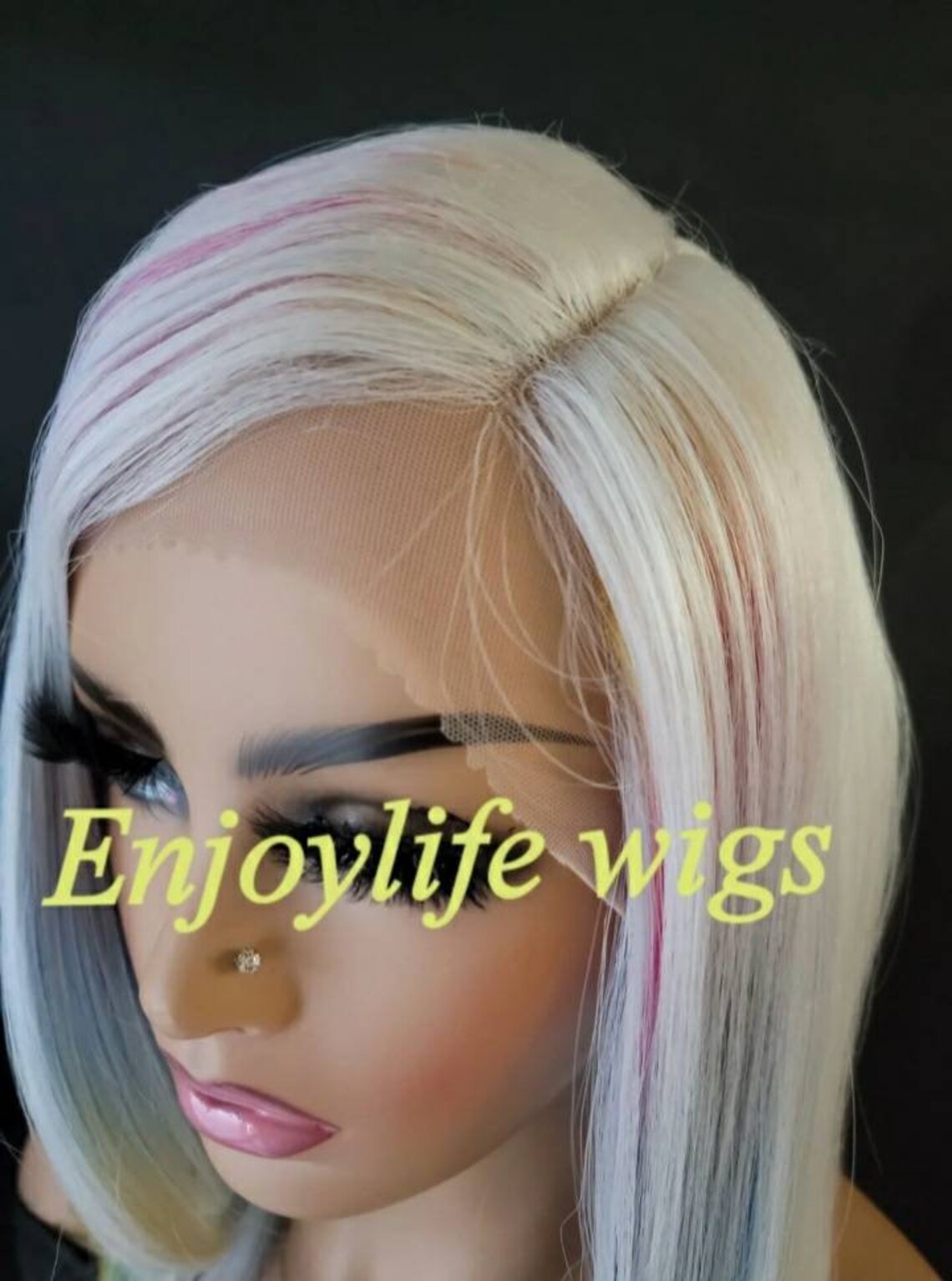 Long H.d Lace Front Bleach White Blonde Rainbow Highlighted - Etsy