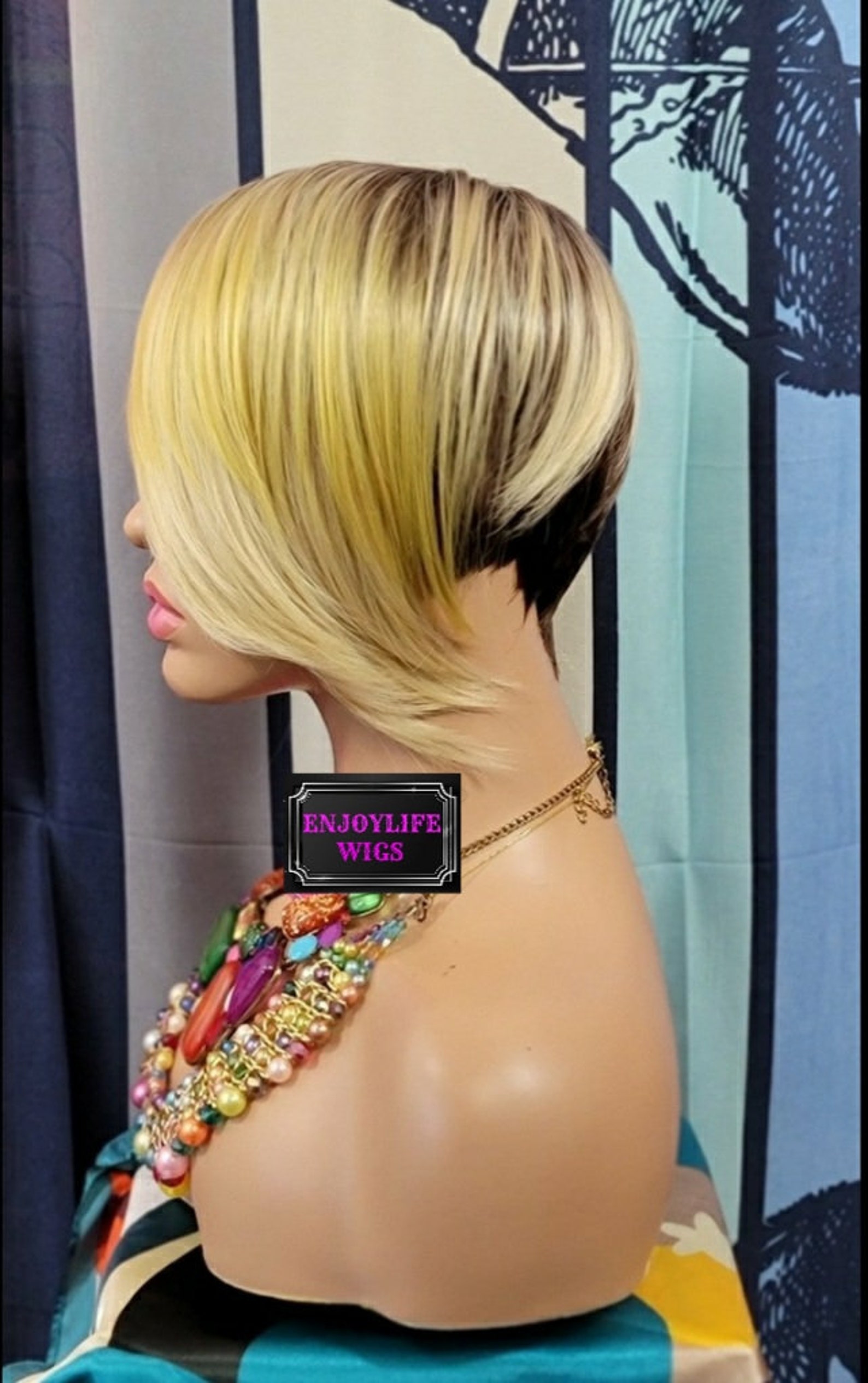 Triple Brown Flip Bang Pixie Wig With Golden Blonde Highlights Layered ...