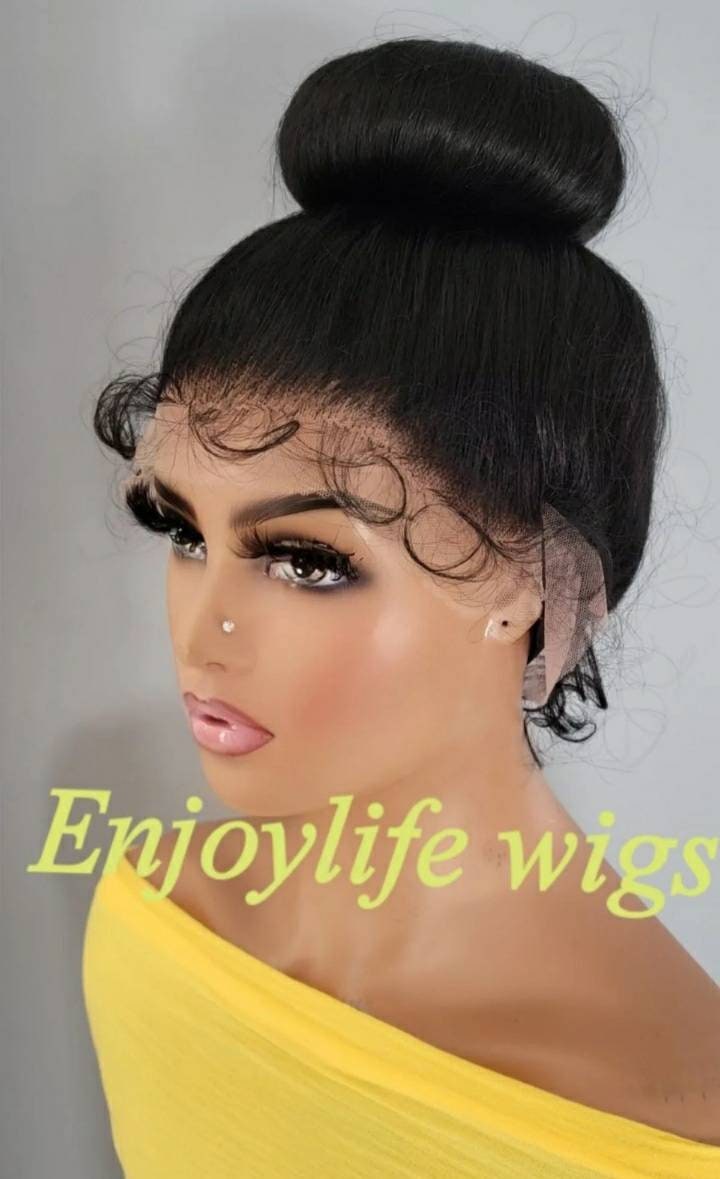 Girl the Bun is Done Prestyled 360 Hd Lacefront Wavy Black Wig Ready to ...