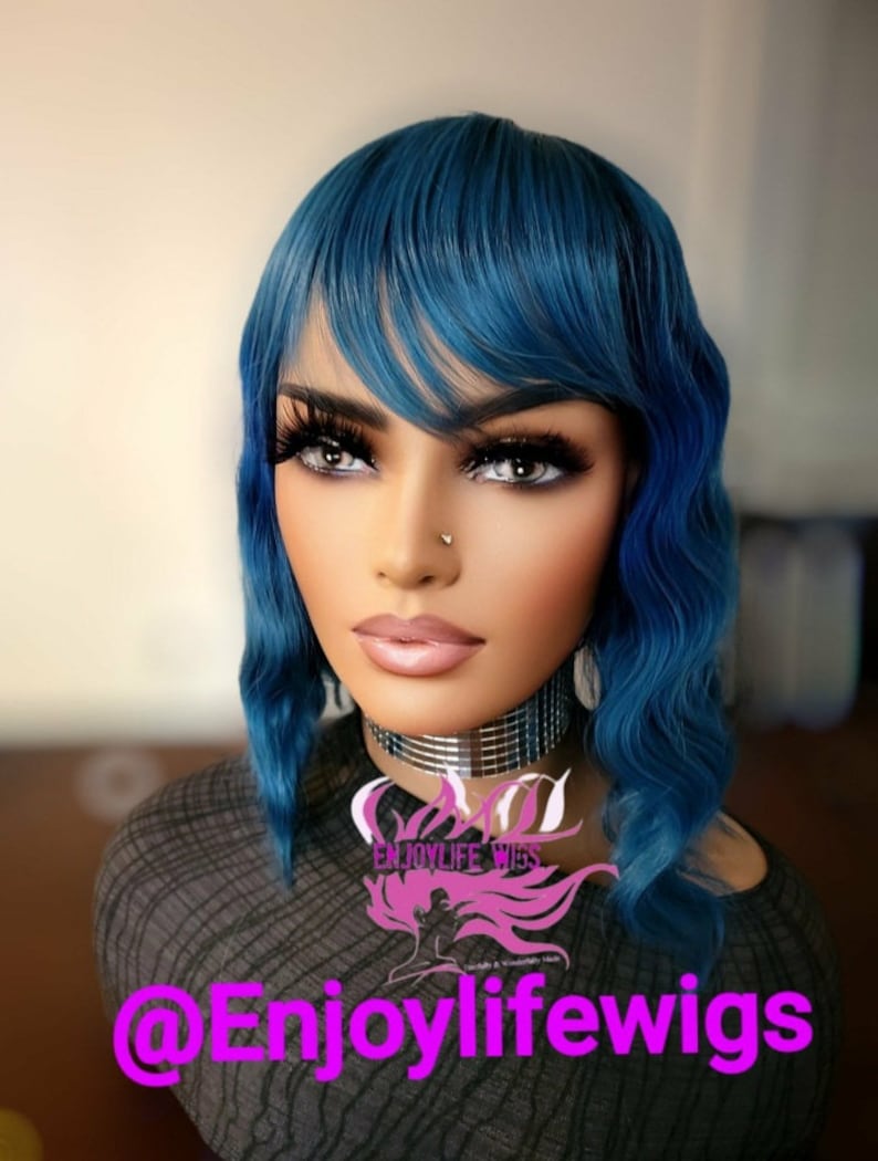 Triple Blue Wavy Side Part Natural Looking Wavy Wig. - Etsy