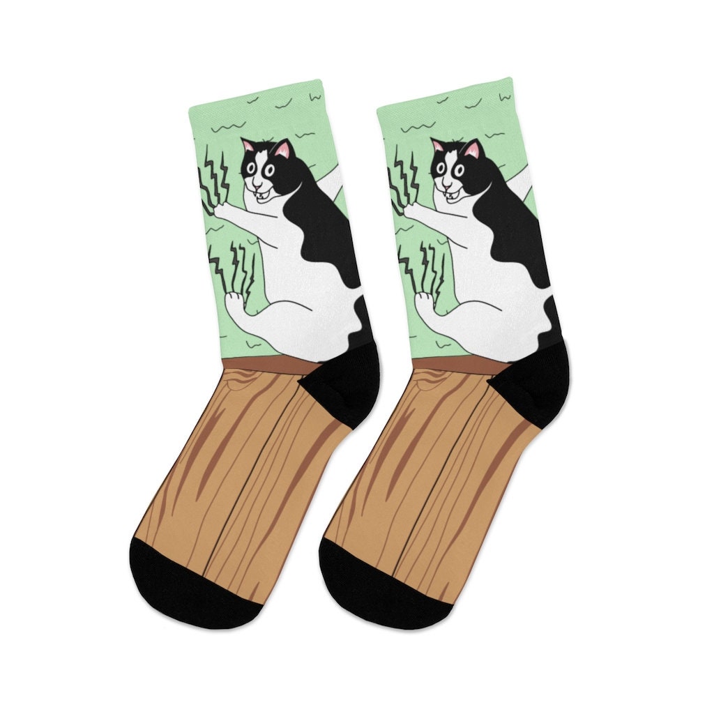 Scratching Tuxedo Cat Socks Etsy