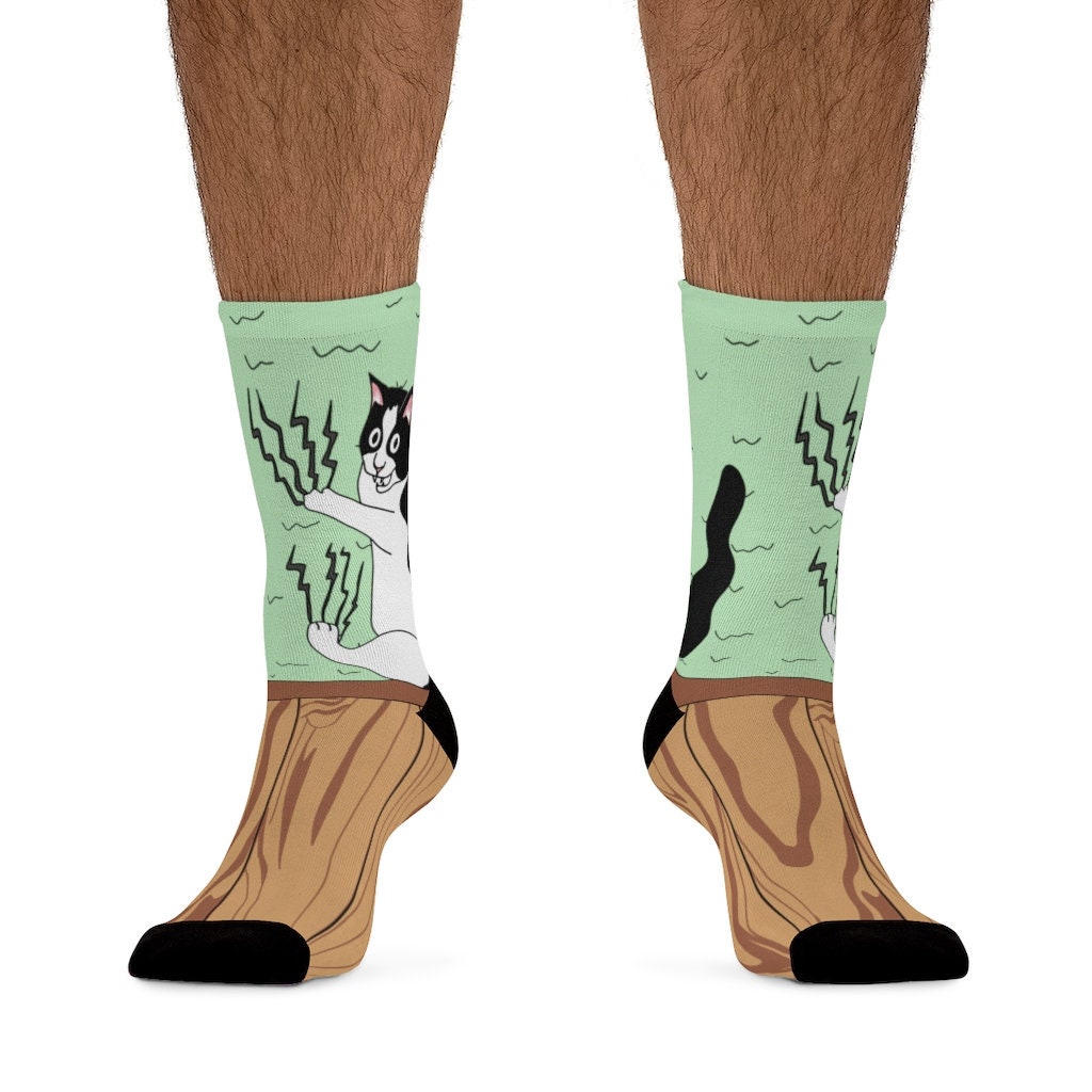 Scratching Tuxedo Cat Socks | Etsy