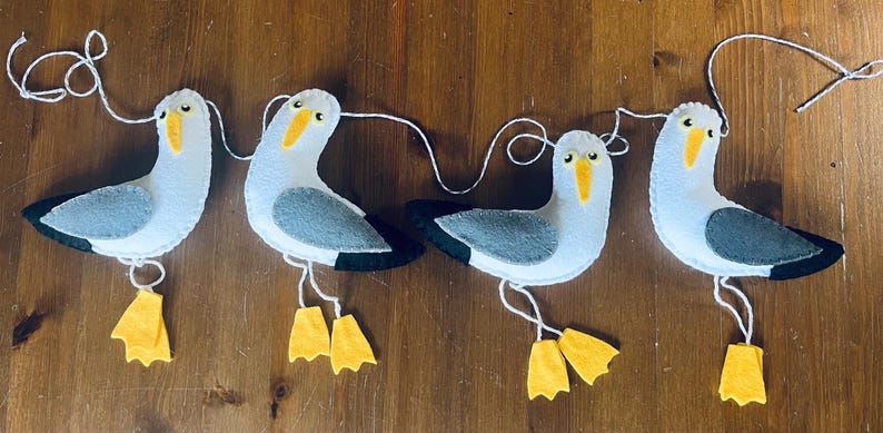 Hand Sewn Seagull Garland, Cheeky Bird Decor - Etsy