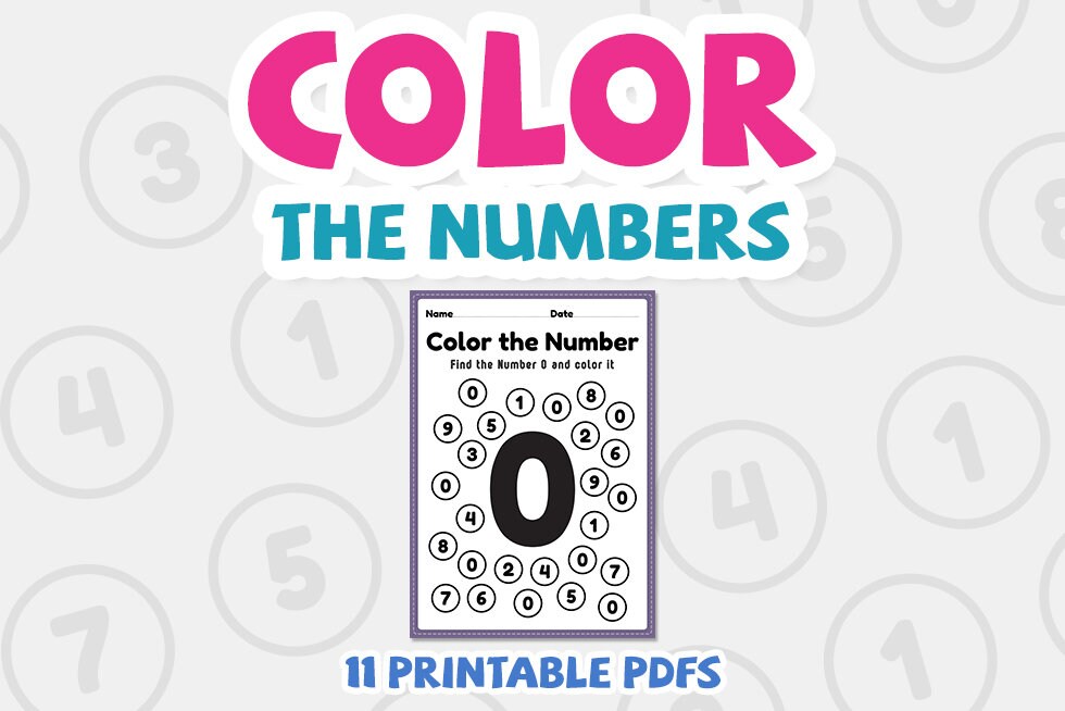 Coloriage de nombres, numéro 0, 1 à 10 feuilles de calcul mathématiques ...