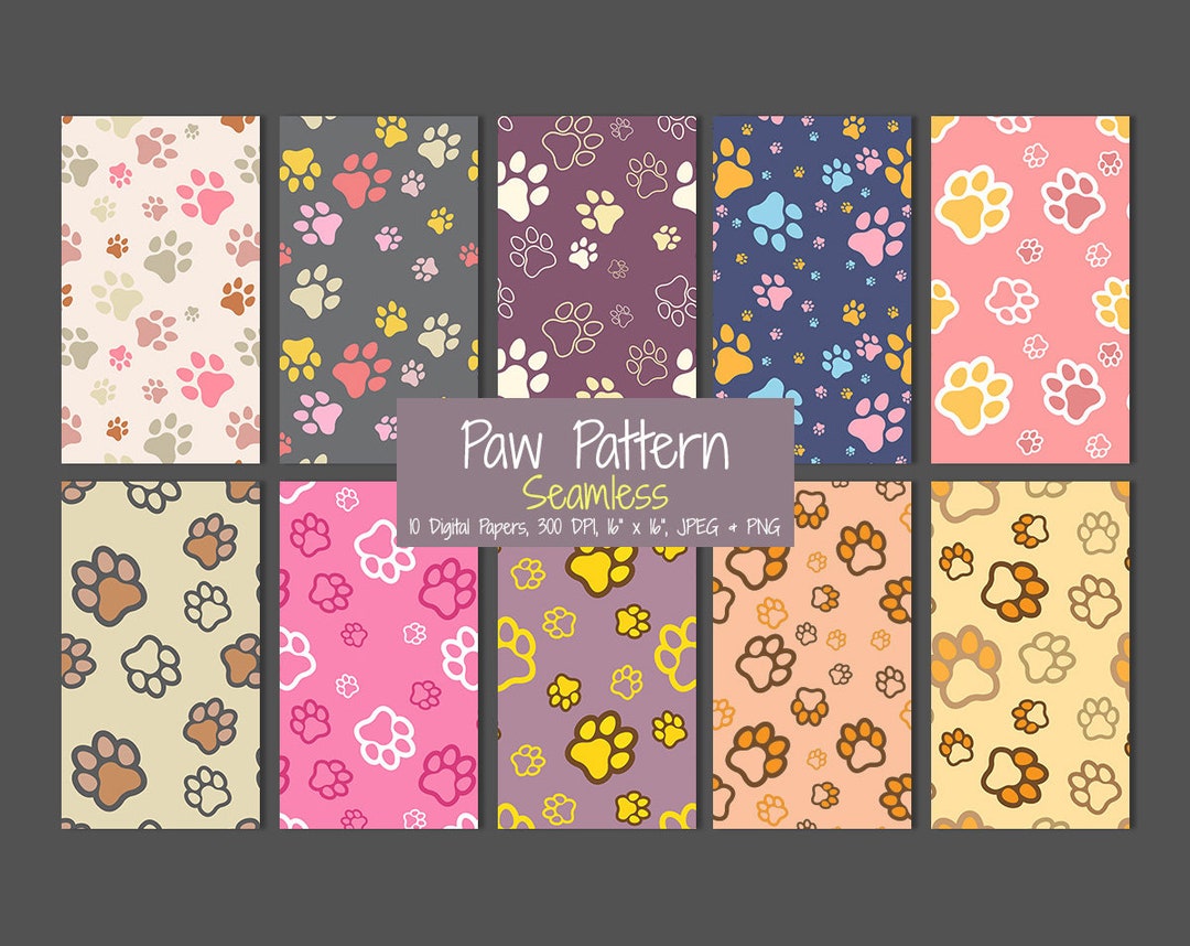 Paw Pattern Seamless Digital Paper - Etsy
