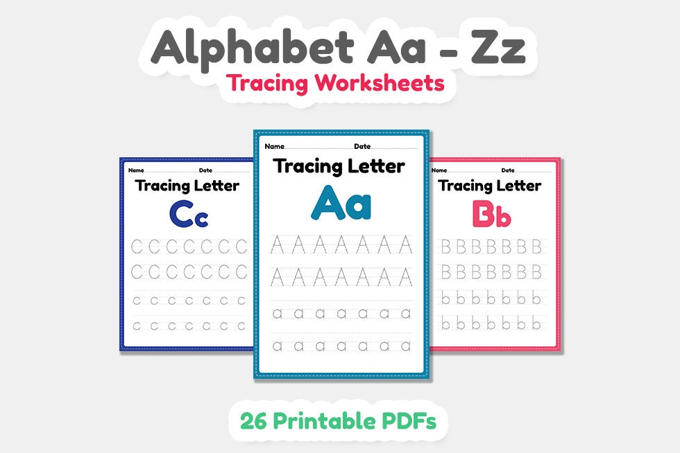 Alphabet Tracing Printable Letter Worksheets, a to Z Handwriting ...