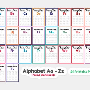 Alphabet Tracing Printable Letter Worksheets, a to Z Handwriting ...