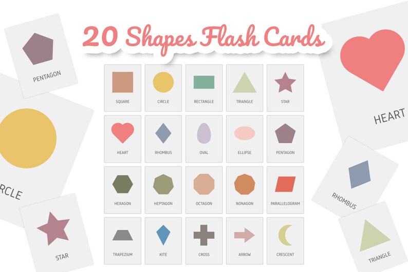 Shapes Flash Cards for Kids, Geometric Shapes for Kindergarten ...