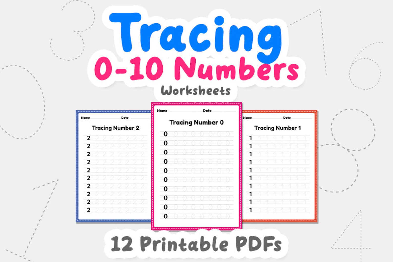 Tracing Number 1 to 10 Worksheets for Kindergarten, Preschool and ...
