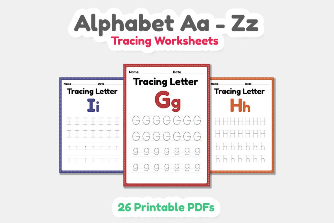 Alphabet Tracing Printable Letter Worksheets a to Z - Etsy