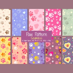 Paw Pattern, Dog and Cat Seamless Footprint Digital Paper - Etsy
