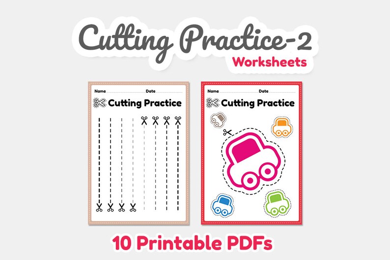 Cutting Practice, Scissors Skill for Kids Creative Activity With Paper ...