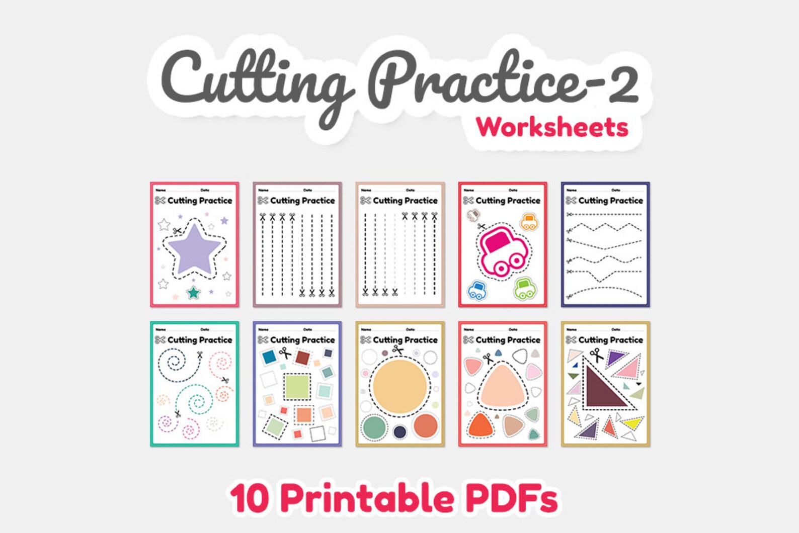 Cutting Practice, Scissors Skill for Kids Creative Activity With Paper ...