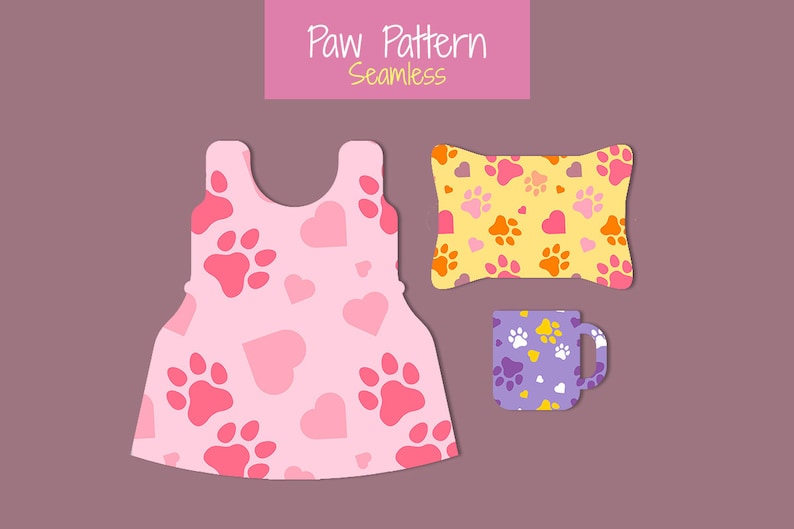 Paw Pattern, Dog and Cat Seamless Footprint Digital Paper - Etsy