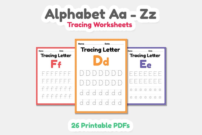Alphabet Tracing Printable Letter Worksheets, a to Z Handwriting ...
