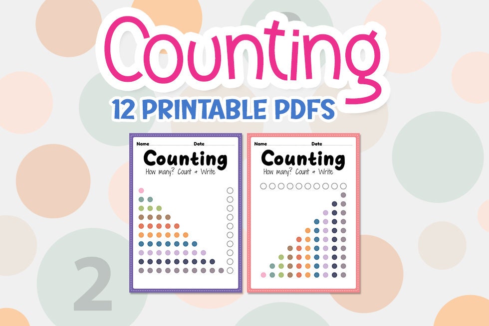 Counting Worksheet Math Printable Sheet for Preschool and - Etsy