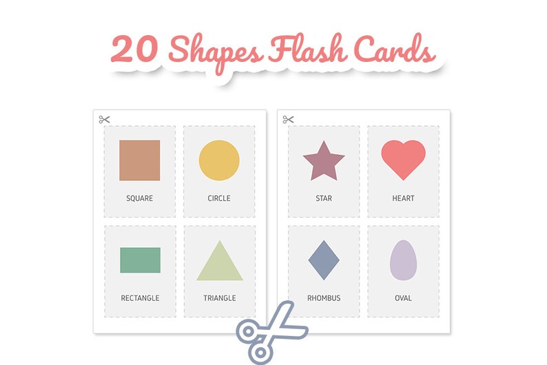 Shapes Flash Cards for Kids, Geometric Shapes for Kindergarten ...