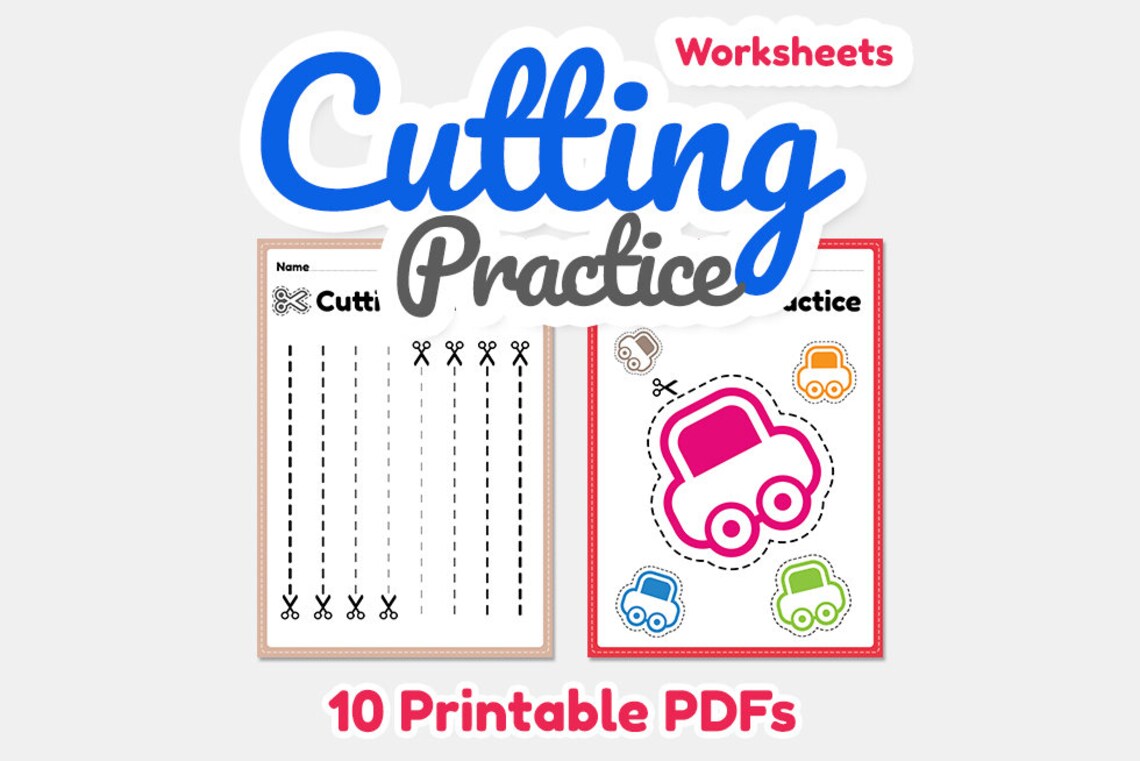 Cutting Practice, Scissors Skill for Kids Creative Activity With Paper ...
