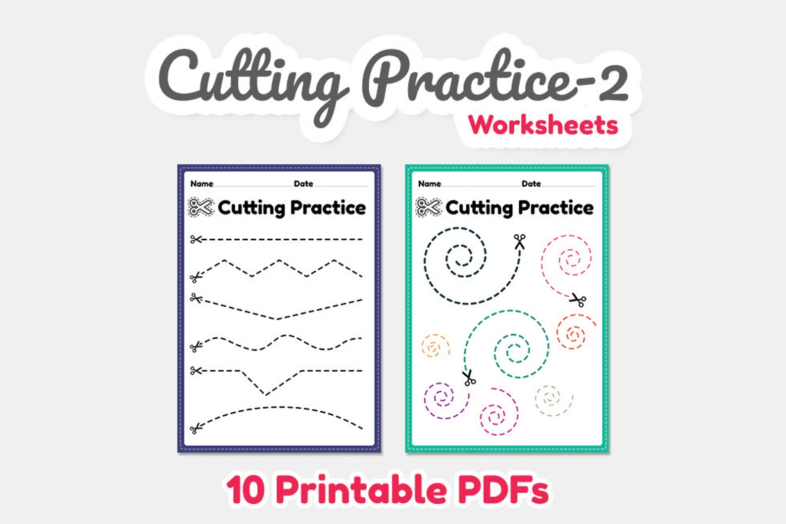 Cutting Practice, Scissors Skill for Kids Creative Activity With Paper ...