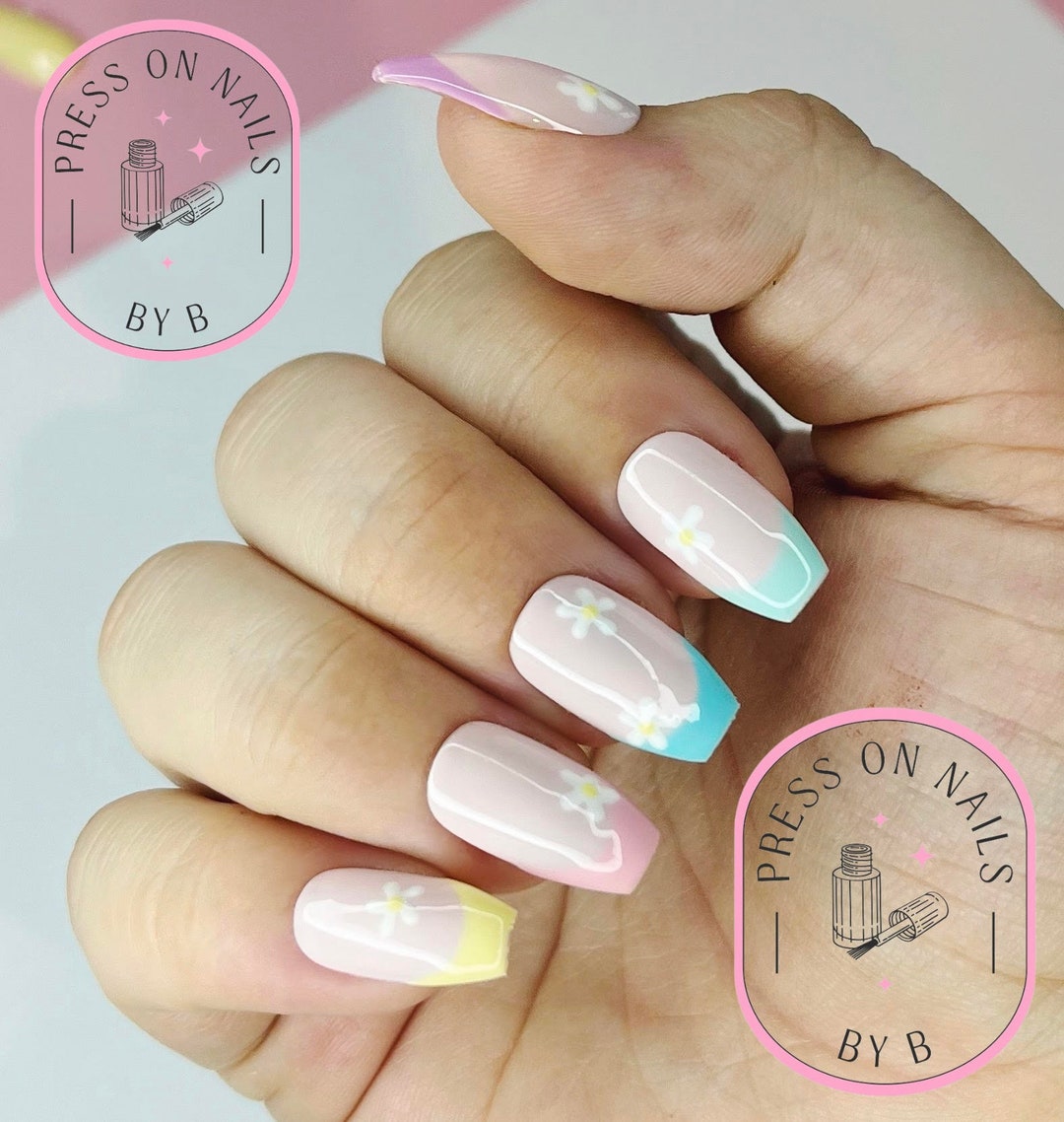 Spring Pastel Color Nails / Easter Nails / Pastel Color French Tip With ...