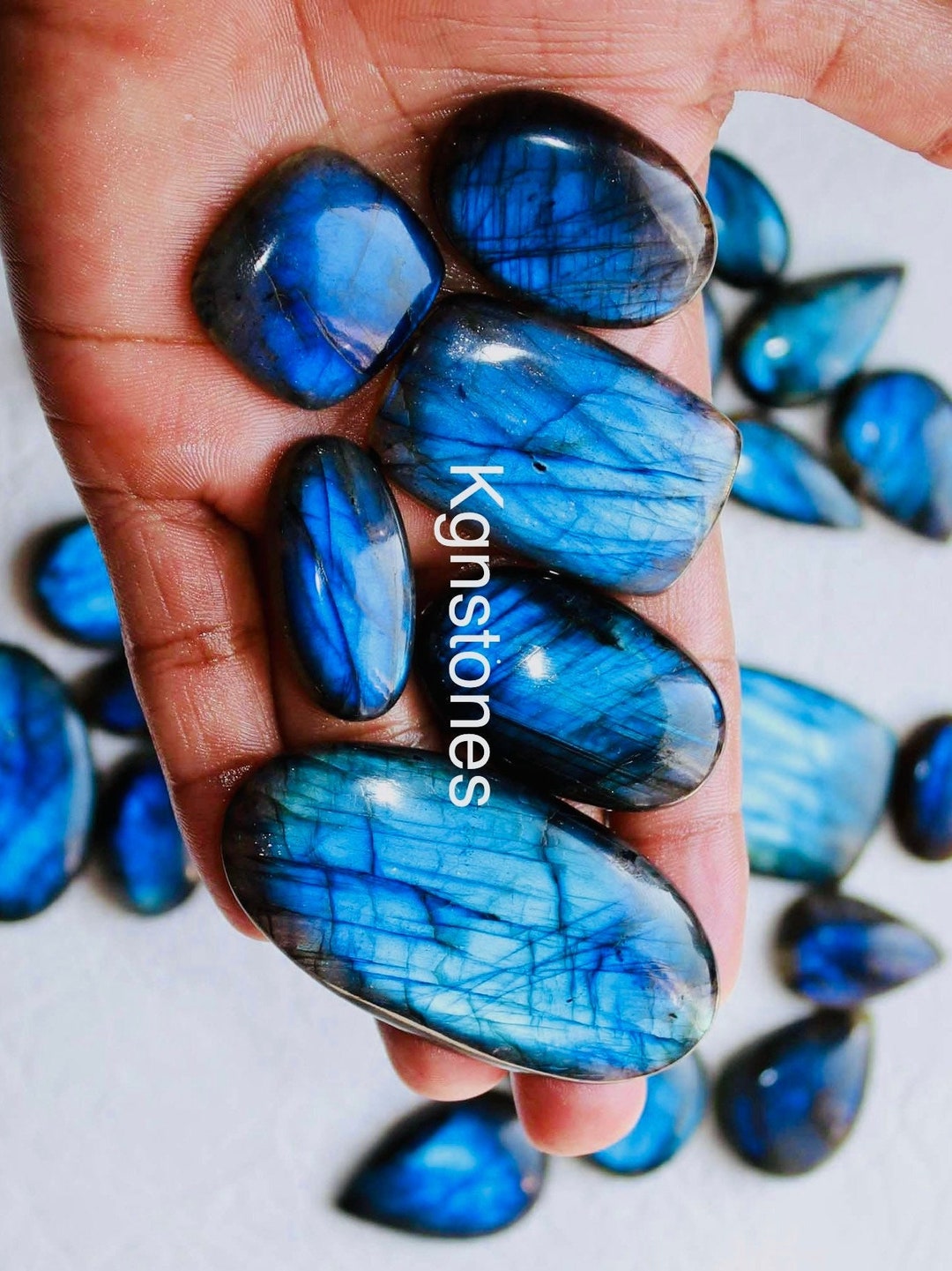 Natural LABRADORITE CABOCHON Blue Fire Wholesale Price Loose Gemstone ...