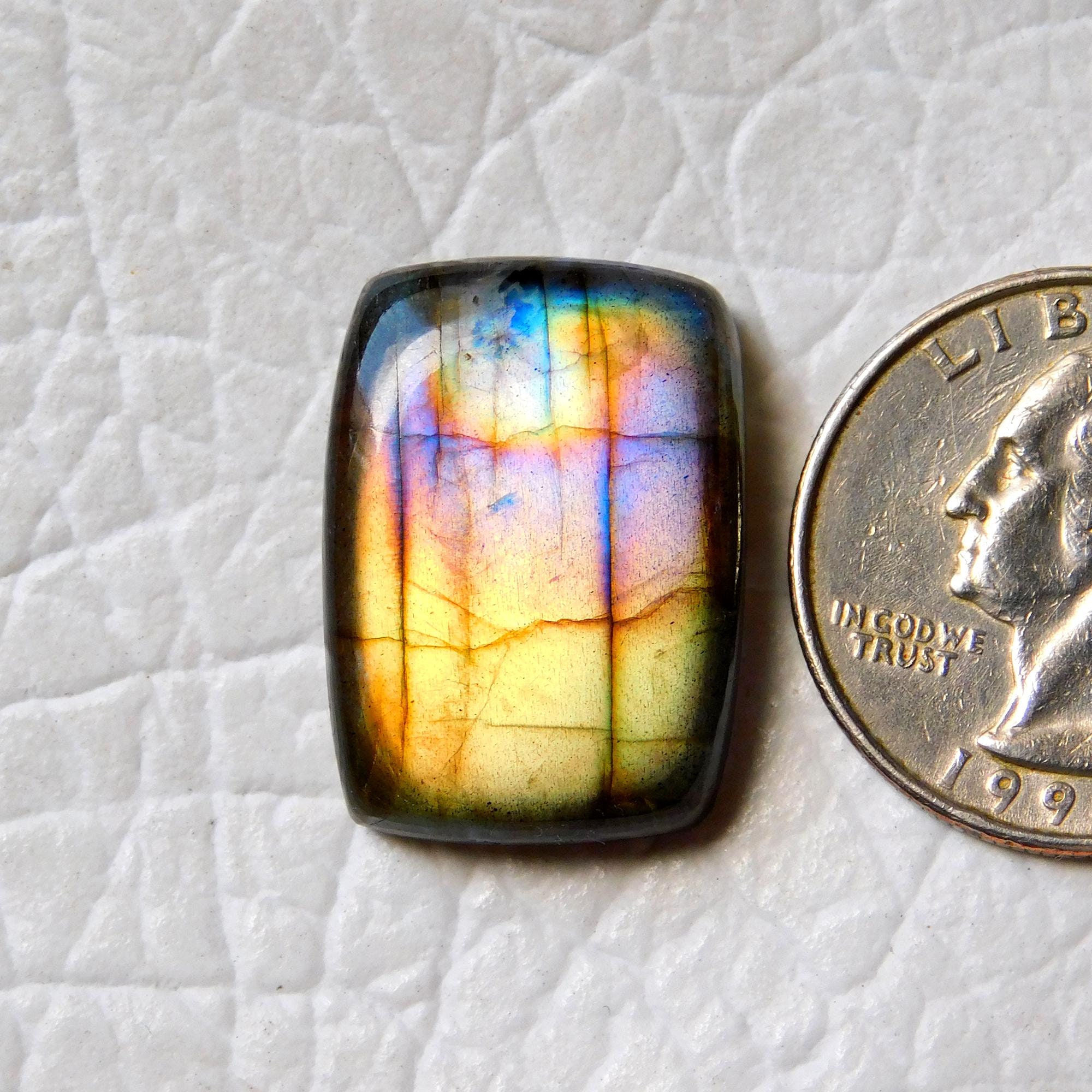 Amazing Multi Rare Yellow Flashy Labradorite Cabochon Cushion - Etsy