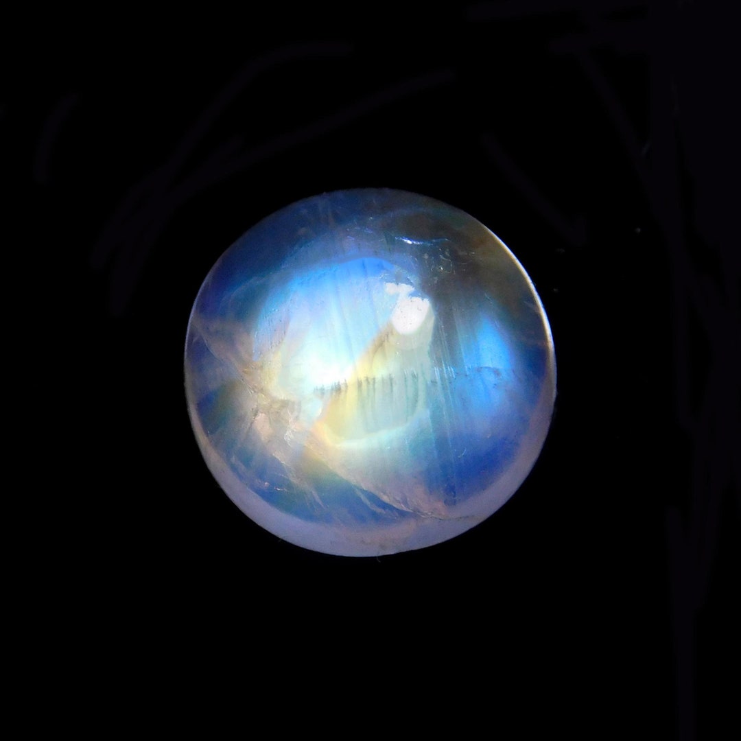 10MM Round Moonstone 100% Natural Blue Flashy Rainbow Moonstone, Loose ...