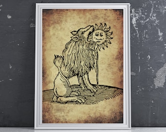 Lion Eating Sun | Etsy