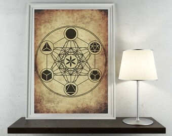 Pagan Wicca Poster Metatrons Cube Print Alchemy Print Prayer Decor ...