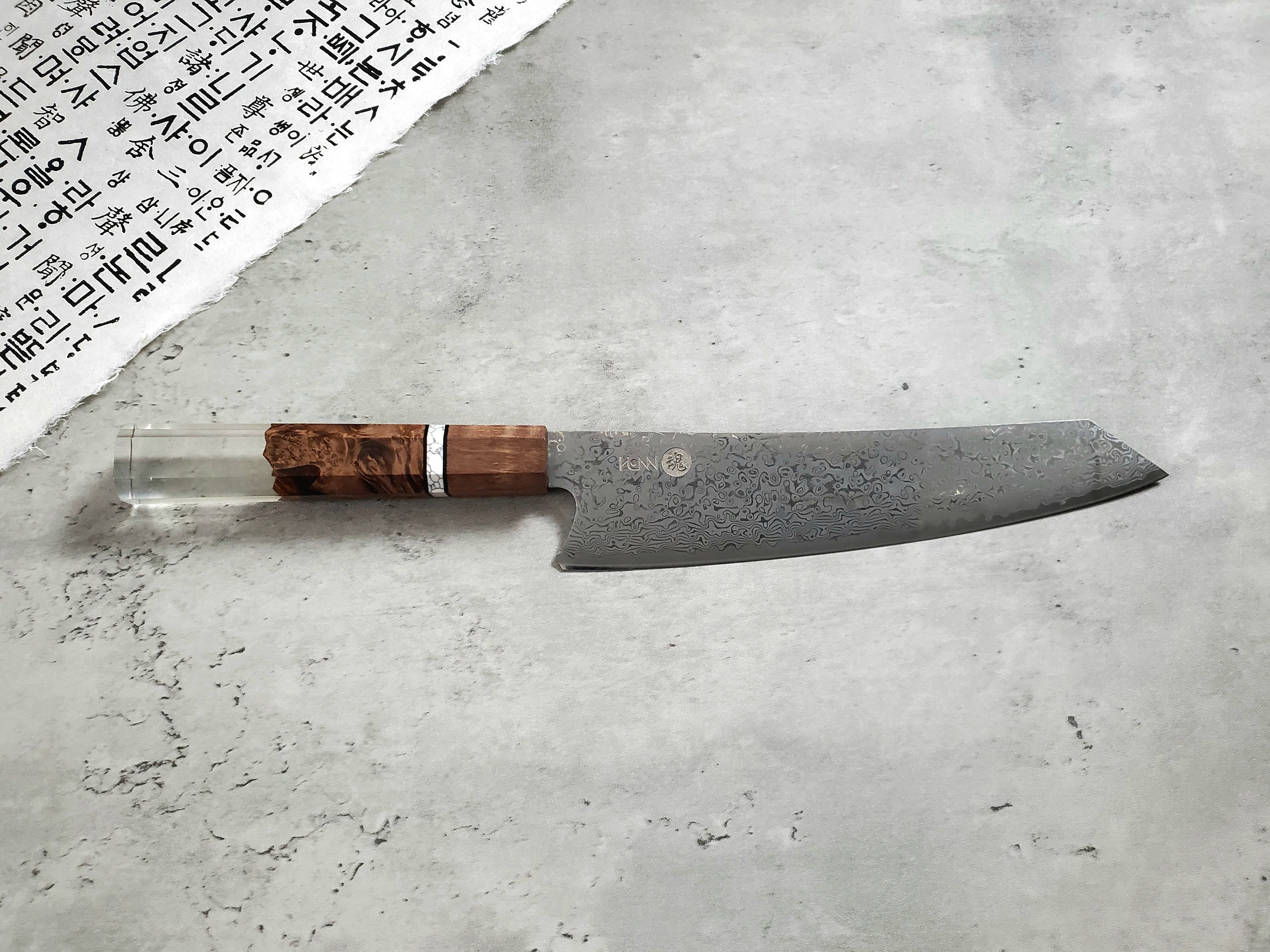 HONN Chef Knife Gyuto 8.5 inch blade Damascus (Transparent)