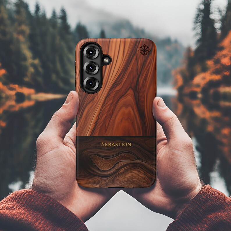 Personalized Teak/walnut Wood Look Phone Case, Durable Custom Nature ...