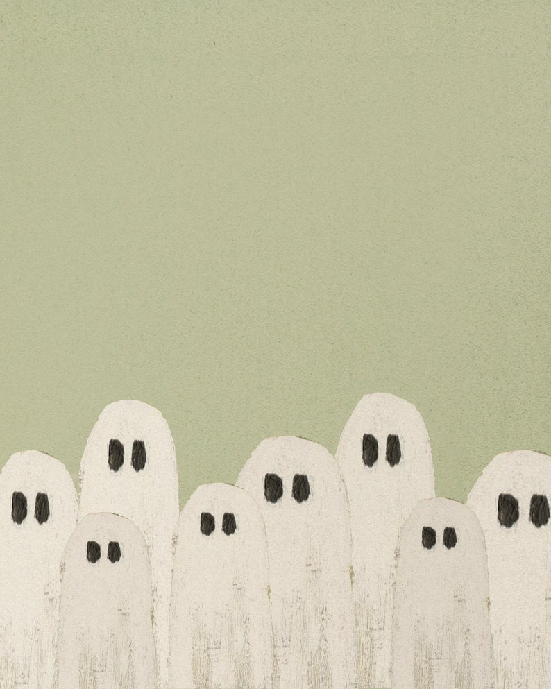 Ghost Walk Green Print, Ghost, Ghost Art, Ghost Art Print, Halloween ...