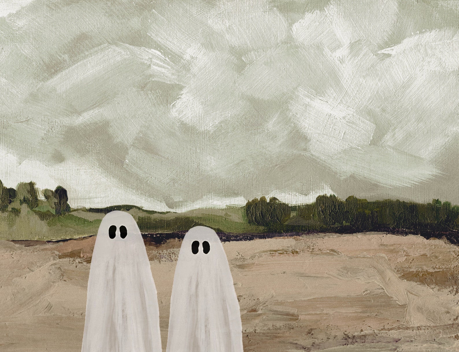 Ghost Clouds Art Print, Art Print, Halloween, Ghost, Ghost Art ...