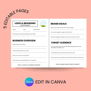 Brand Design Questionnaire Template | Client Discovery Form for Graphic ...