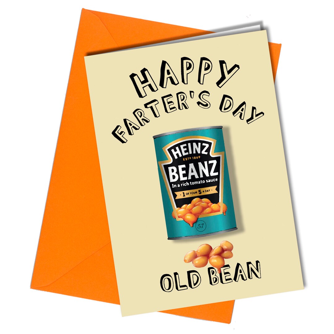 Funny Fathers Day Happy Farter Old Bean Greetings Card #1527 - Etsy