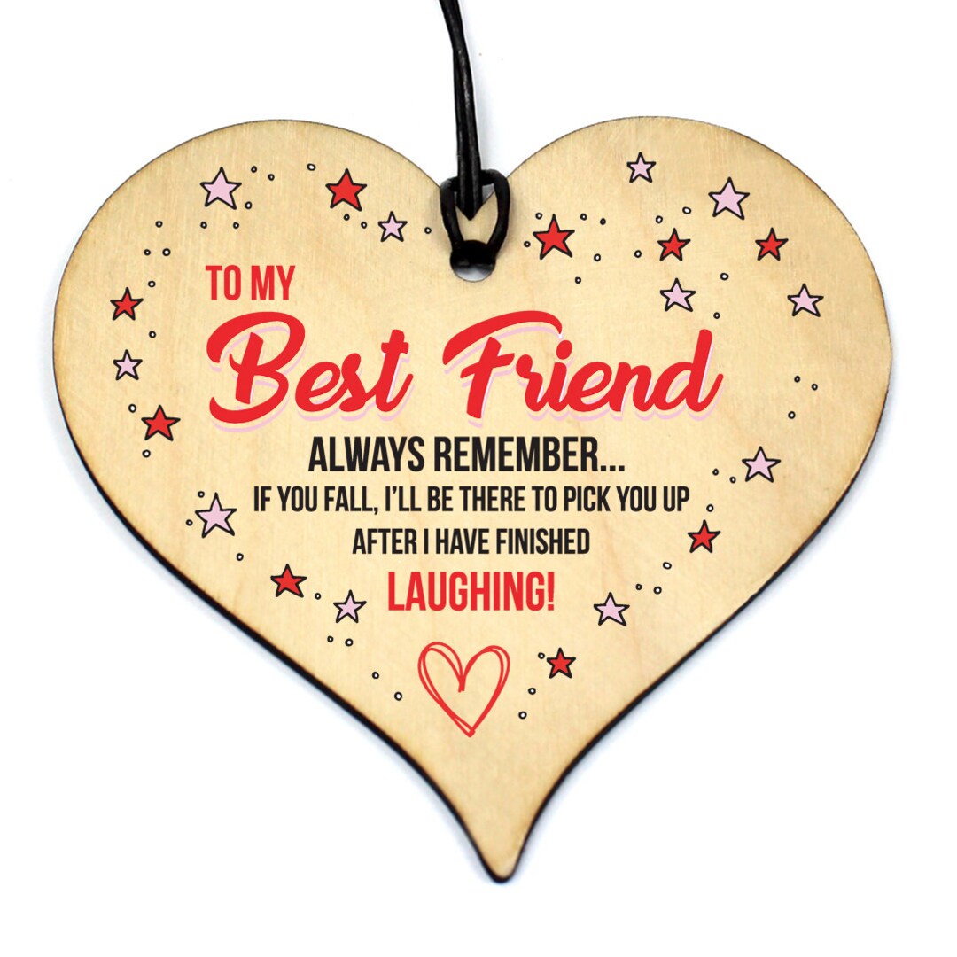 Friendship Sign Best Friend Plaque Gift Shabby Chic Wood Hanging Heart ...