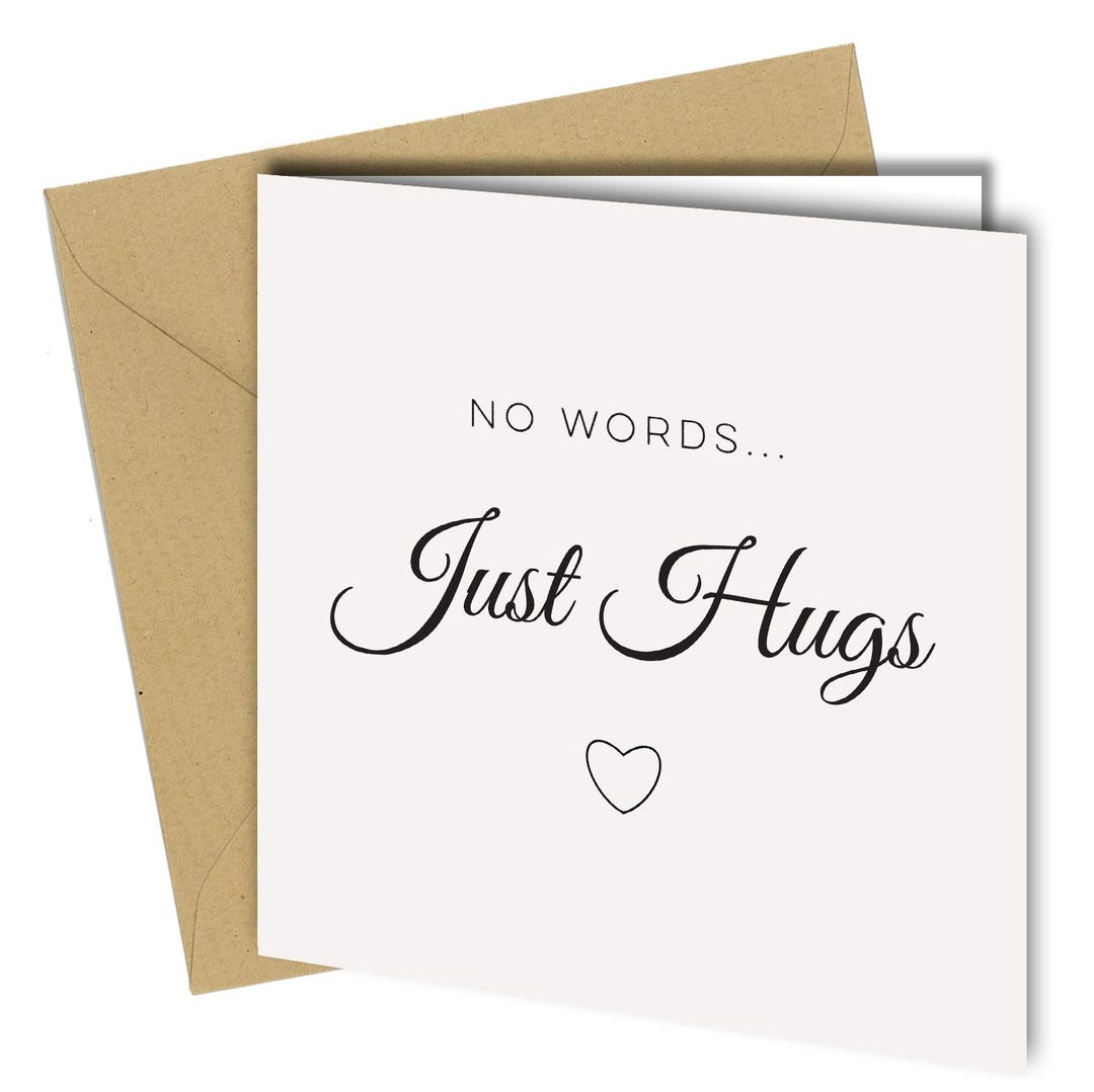 No Words Just Hugs Sympathy Card Bereavement Condolence Sorry for Loss ...