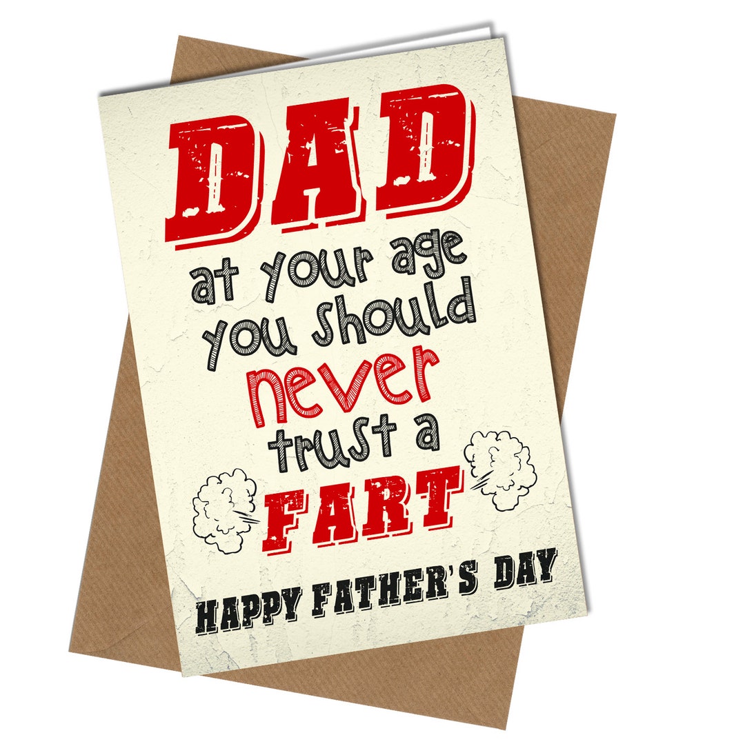Funny Rude FATHERS DAY CARD Old Don't Trust a Fart Dad Cheeky Hilarious ...