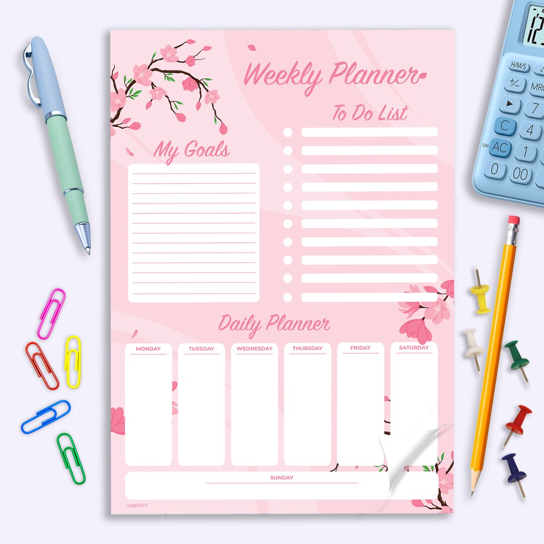 A4 Weekly Planner Pad Organiser Schedule to Do Tear off Sheets Notepad ...