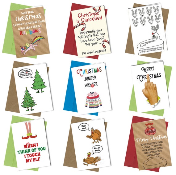 9 X Funny Rude CHRISTMAS Cards MIXED CARDS Rude Greeting Cards | Etsy